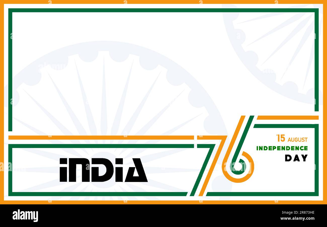 India independence Day, 15 of August text in saffron characters with ...
