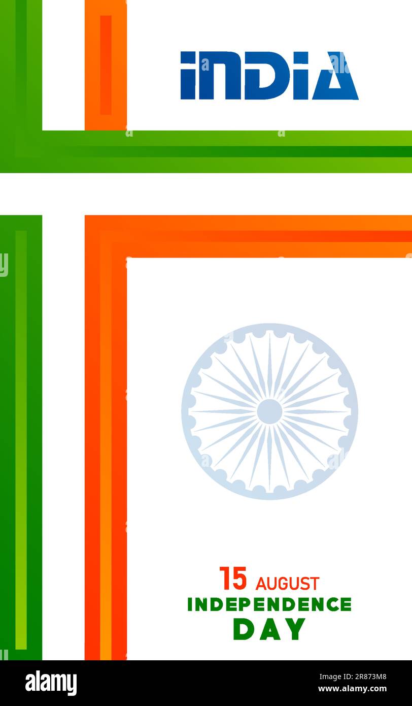 India independence Day, 15 of August text in saffron characters with ...