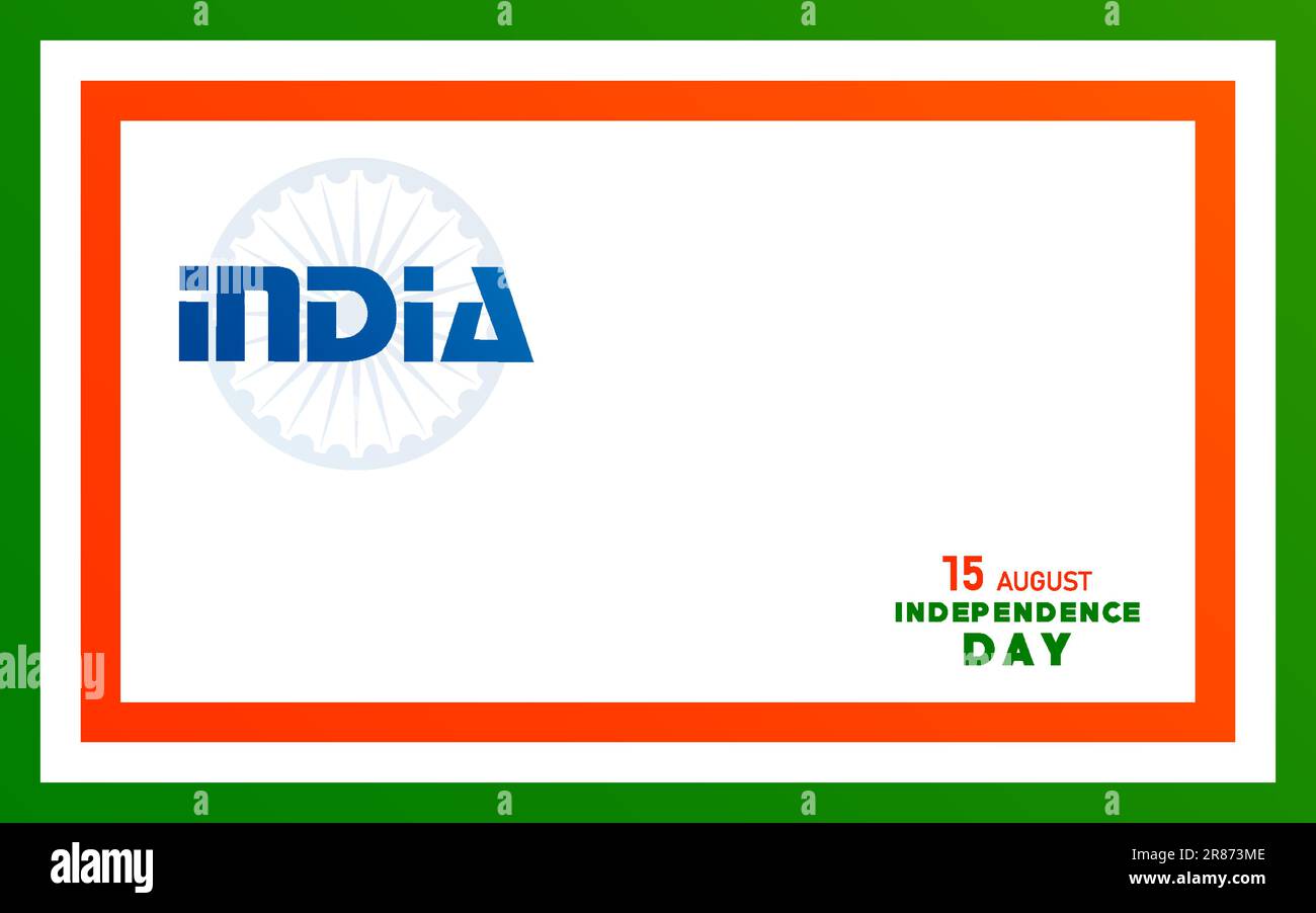 India independence Day, 15 of August text in saffron characters with ...