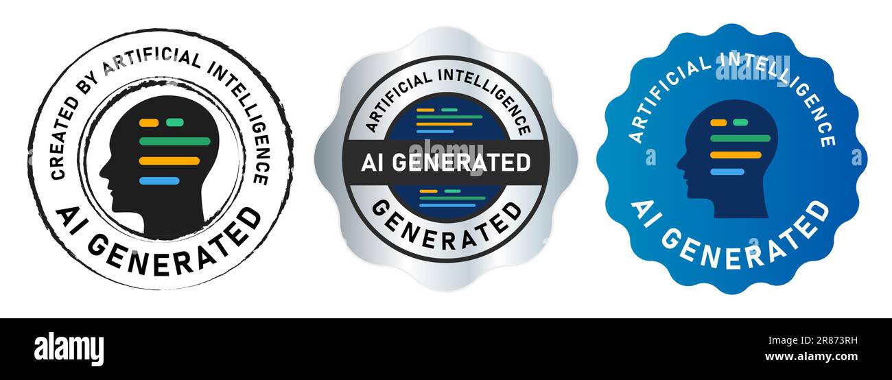 AI Generated emblem stamp label badge of artificial intelligence tag head line of code vector ...