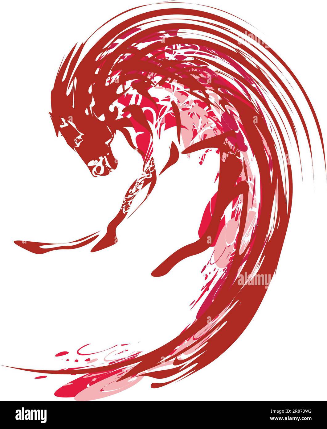 Red horse swirl isolated on white for prints or textiles. Decorative ...