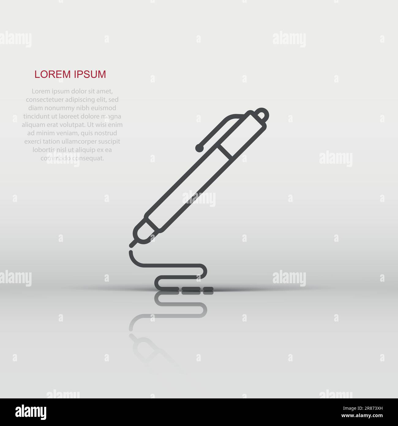 Pen icon in flat style. Ballpoint vector illustration on white isolated ...