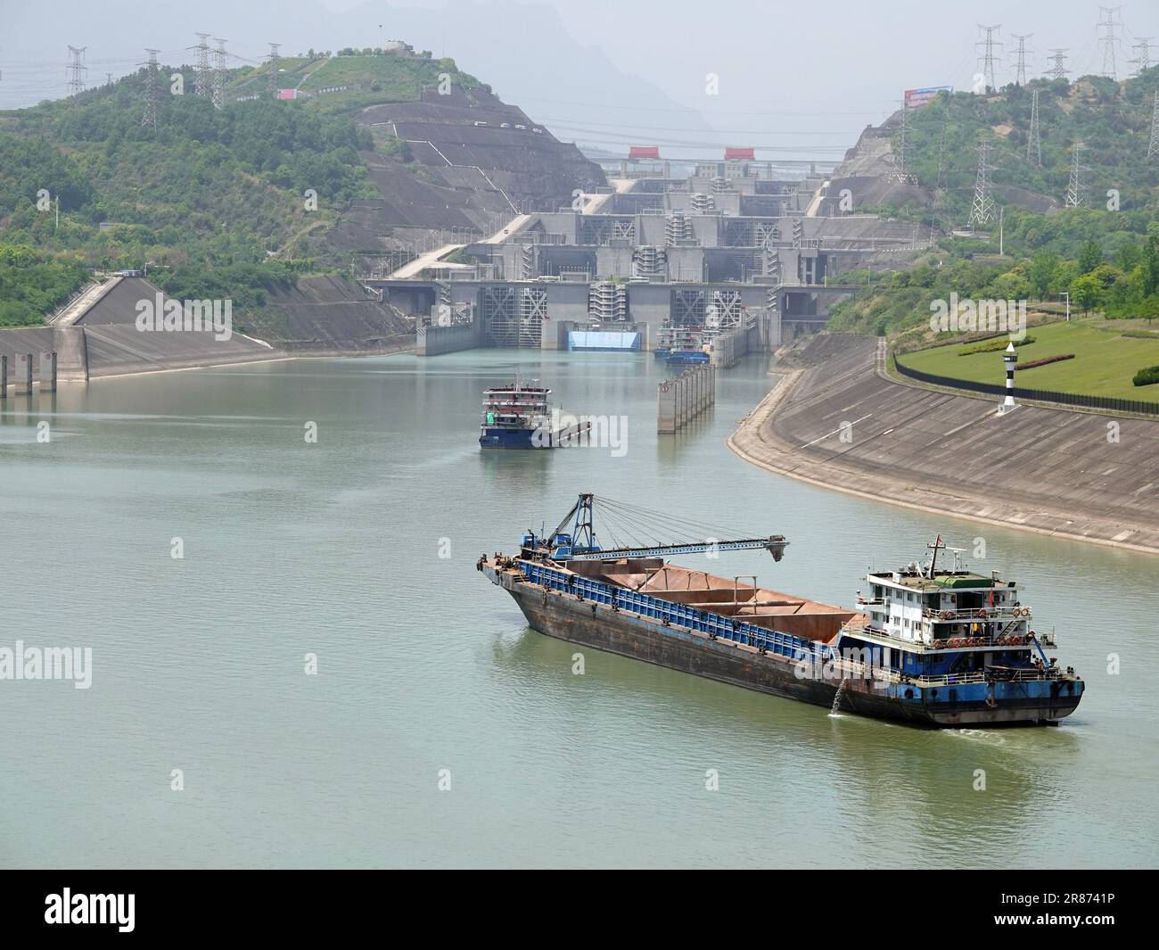 The Three Gorges Ship lock is seen in Yichang, Hubei province, China ...