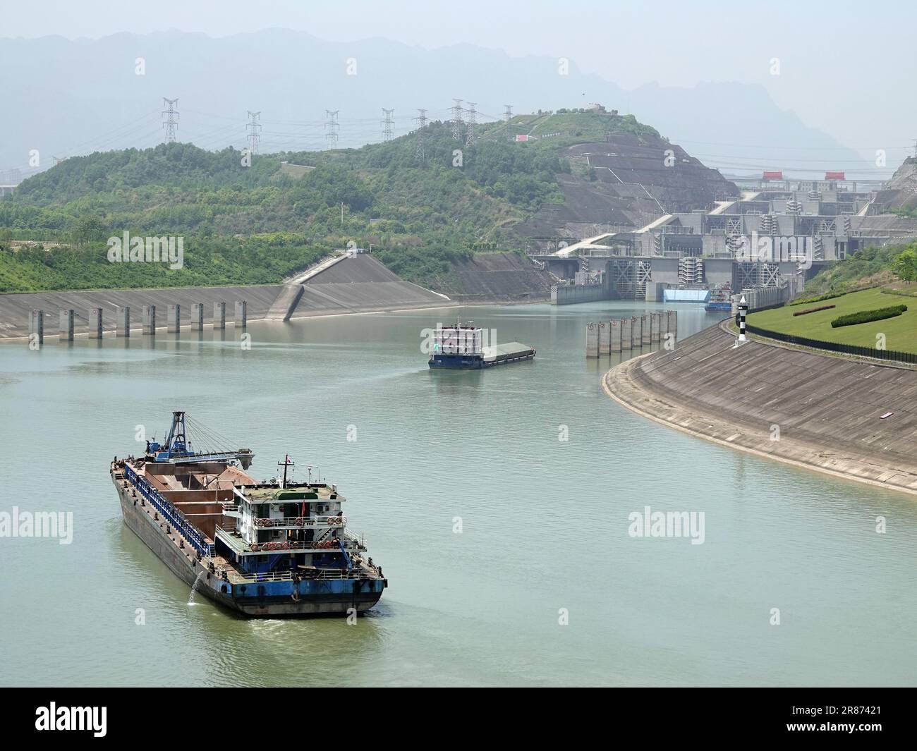 The Three Gorges Ship lock is seen in Yichang, Hubei province, China ...