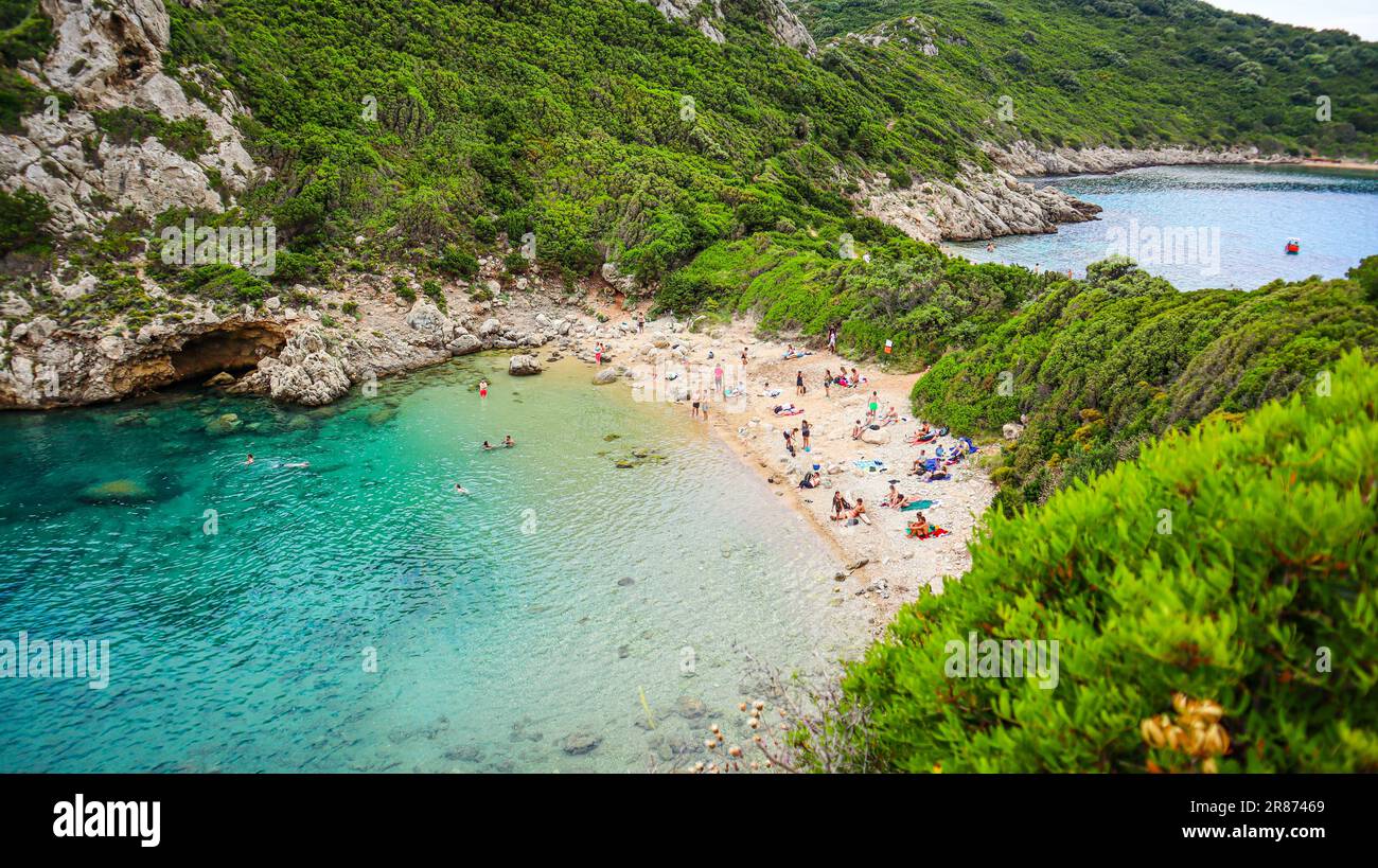 Porto Timoni Double Bay Beach Stock Photo - Alamy