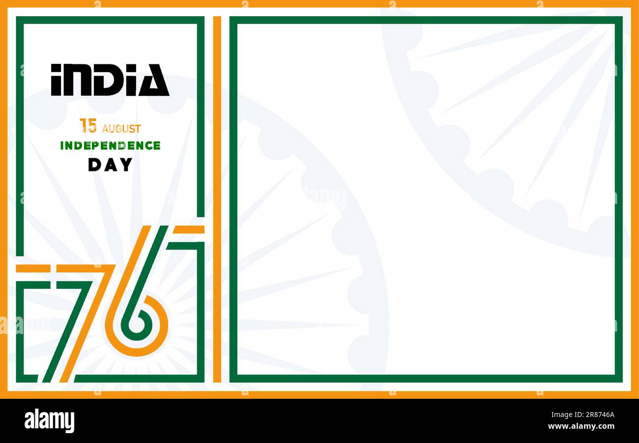 India independence Day, 15 of August text in saffron characters with ...