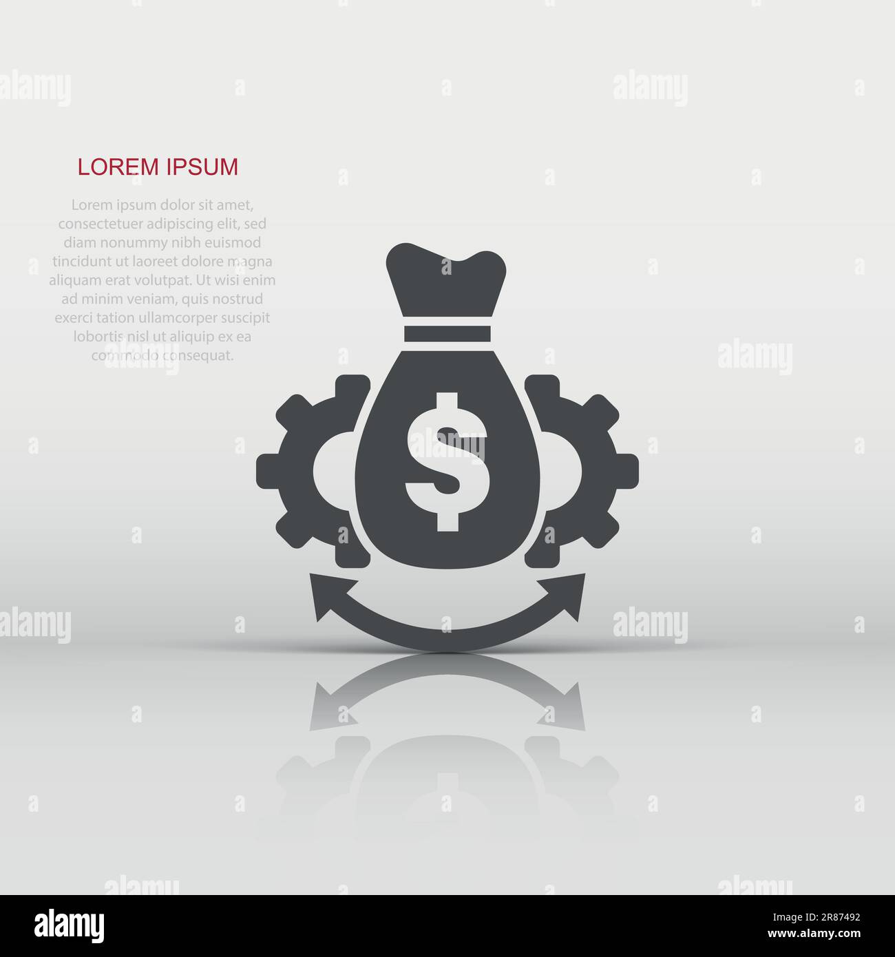 Money optimization icon in flat style. Gear effective vector ...