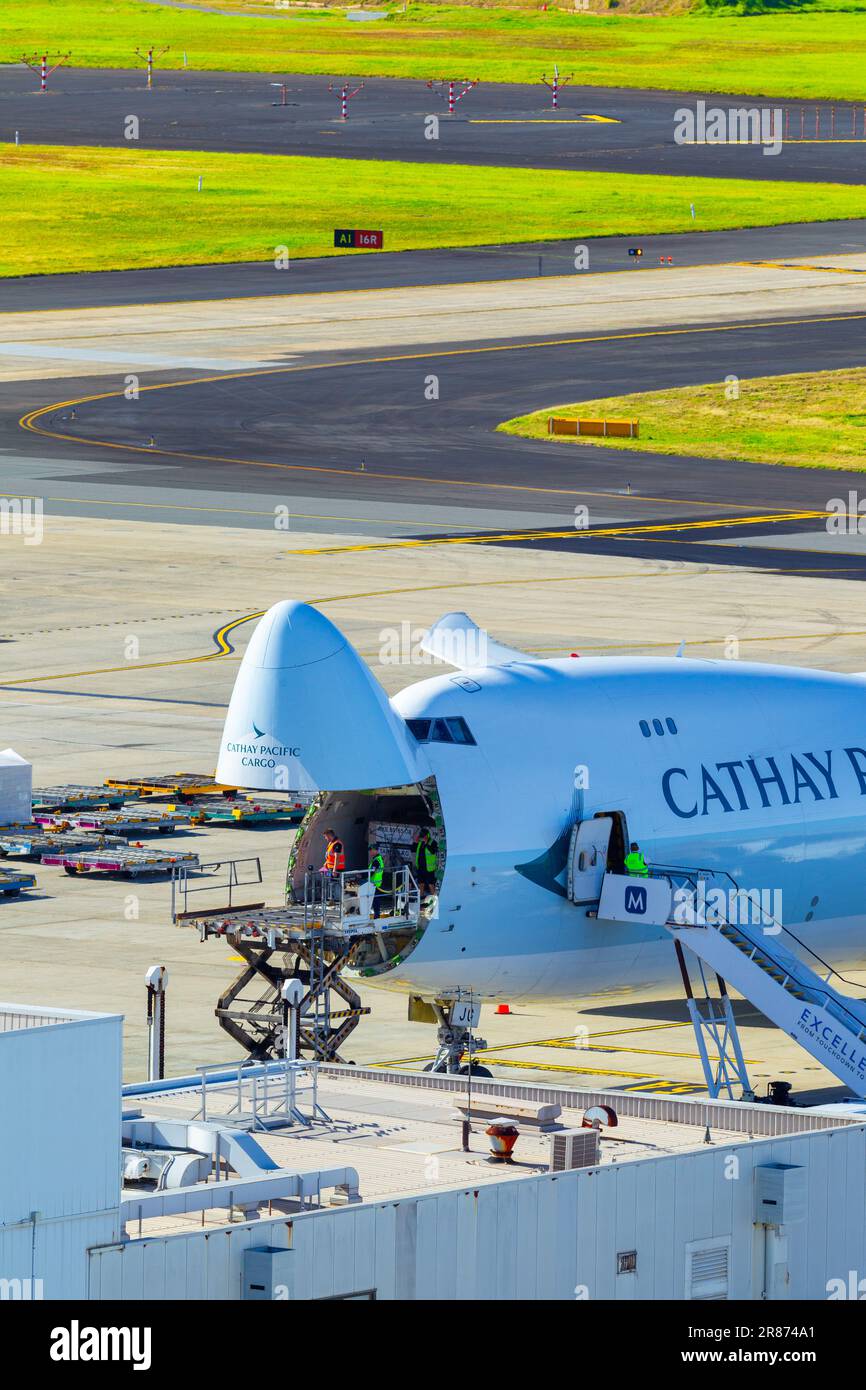 A Cathay Pacific Cargo jet being loaded at Sydney (Kingsford Smith ...