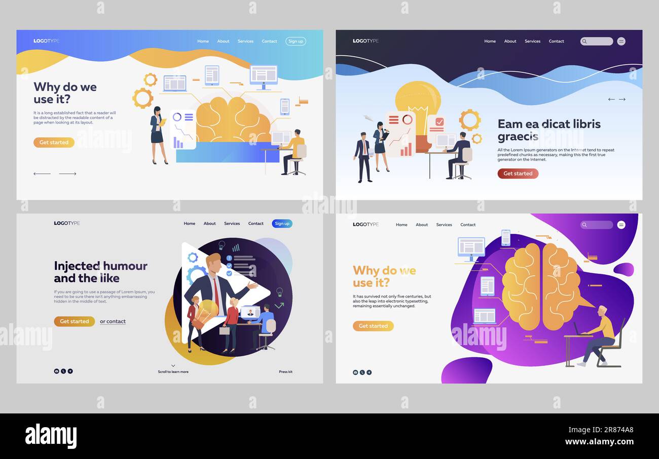 Set of business people creating ideas for project Stock Vector Image ...