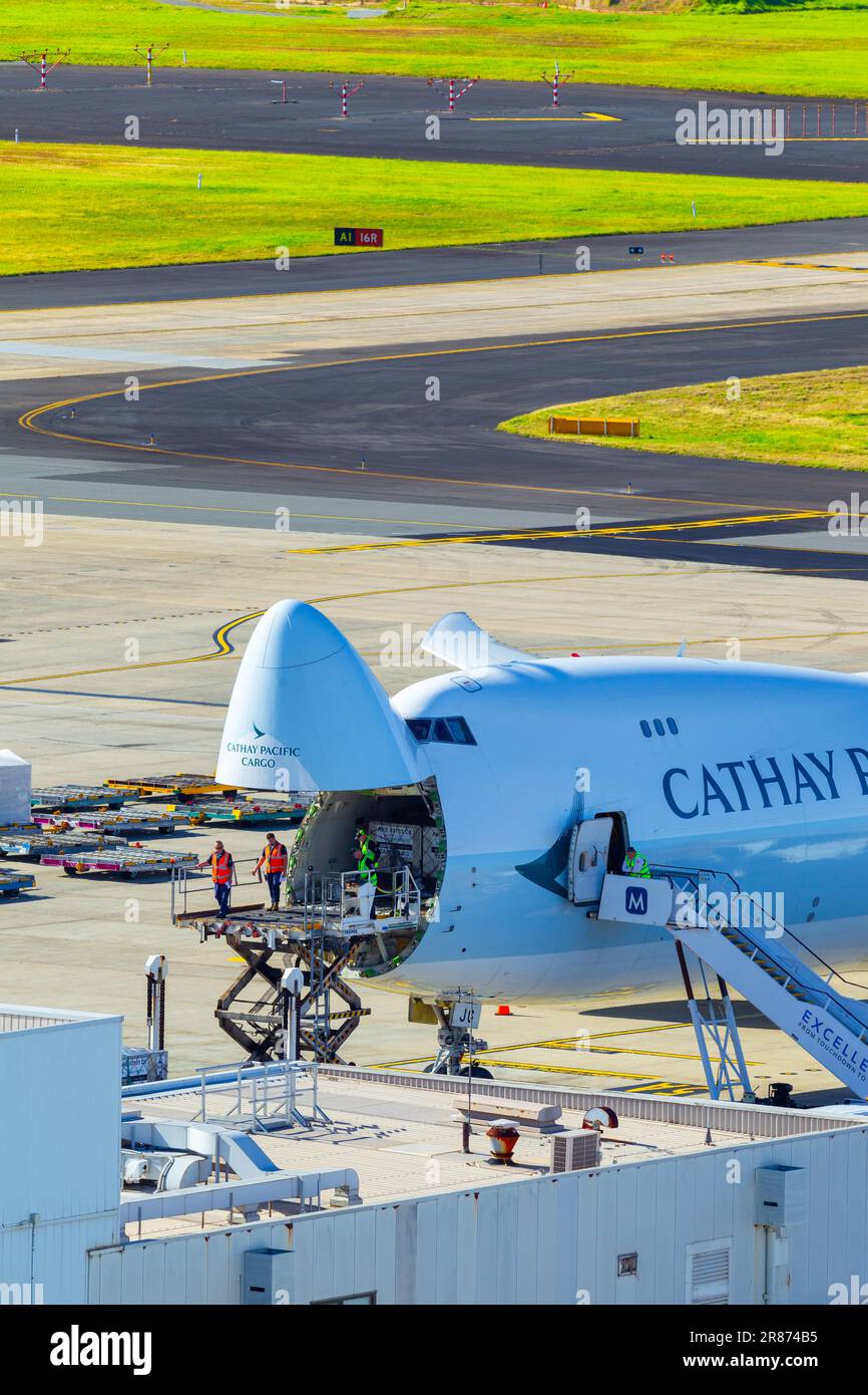 A Cathay Pacific Cargo jet being loaded at Sydney (Kingsford Smith ...