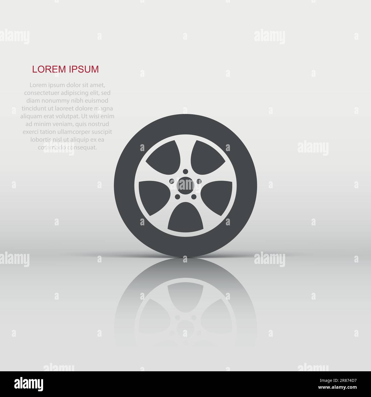 Car wheel icon in flat style. Vehicle part vector illustration on white ...