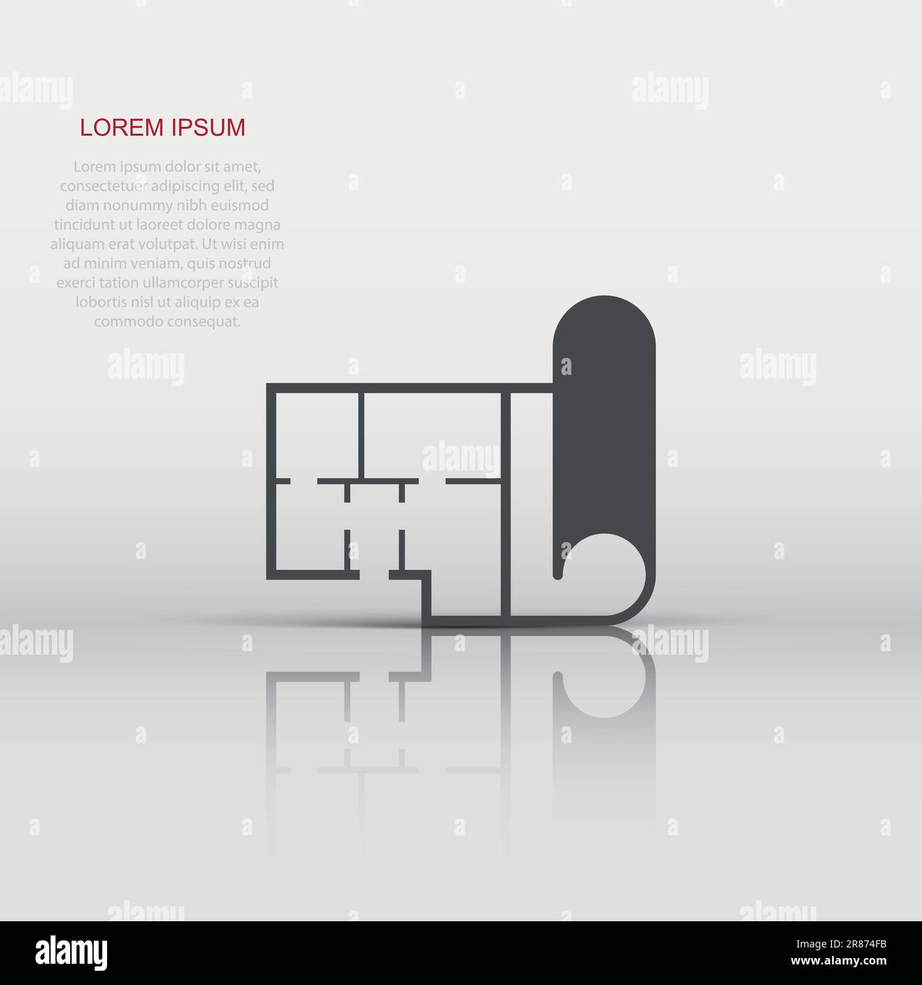 Room plan icon in flat style. Blueprint vector illustration on white ...