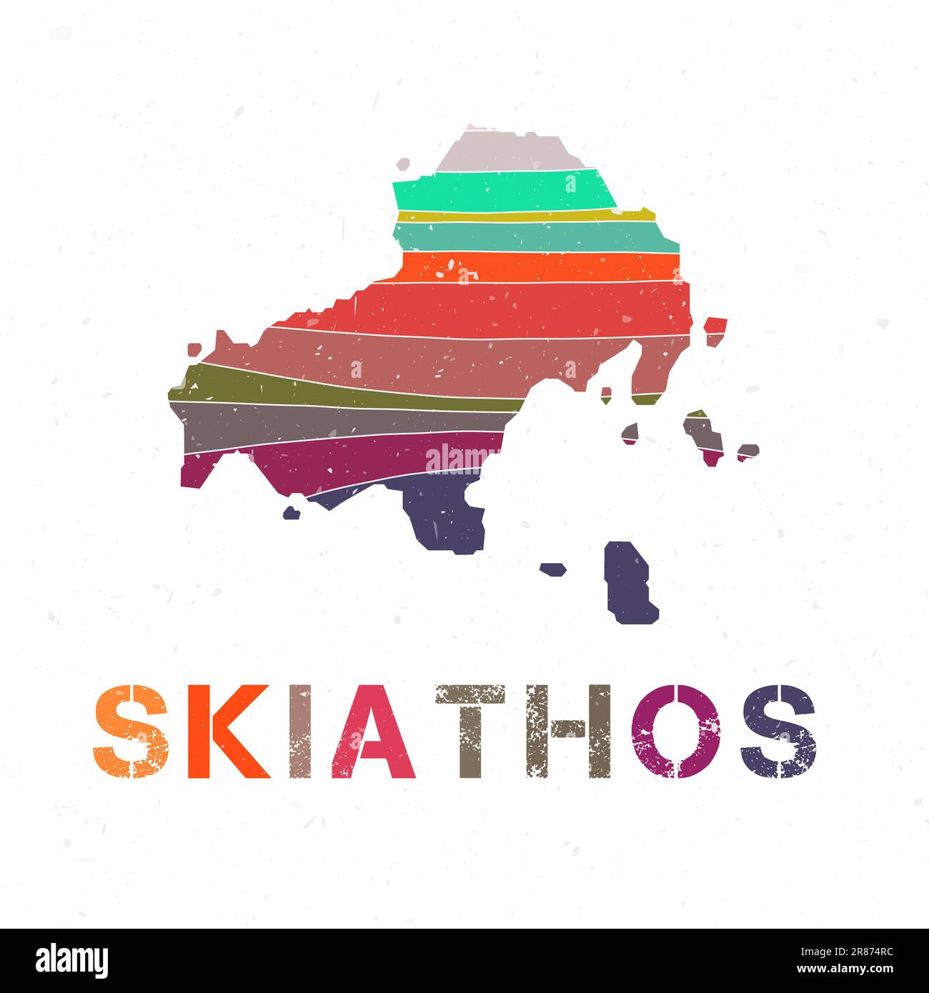Skiathos map design. Shape of the island with beautiful geometric waves ...