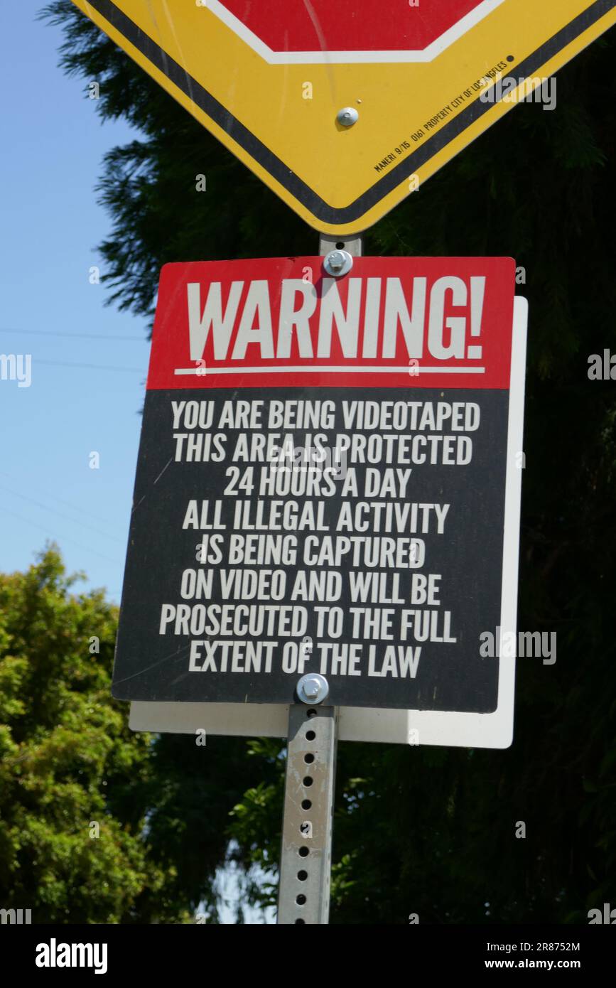 Beverly Hills, California, USA 17th June 2023 Warning Videotaping Sign ...