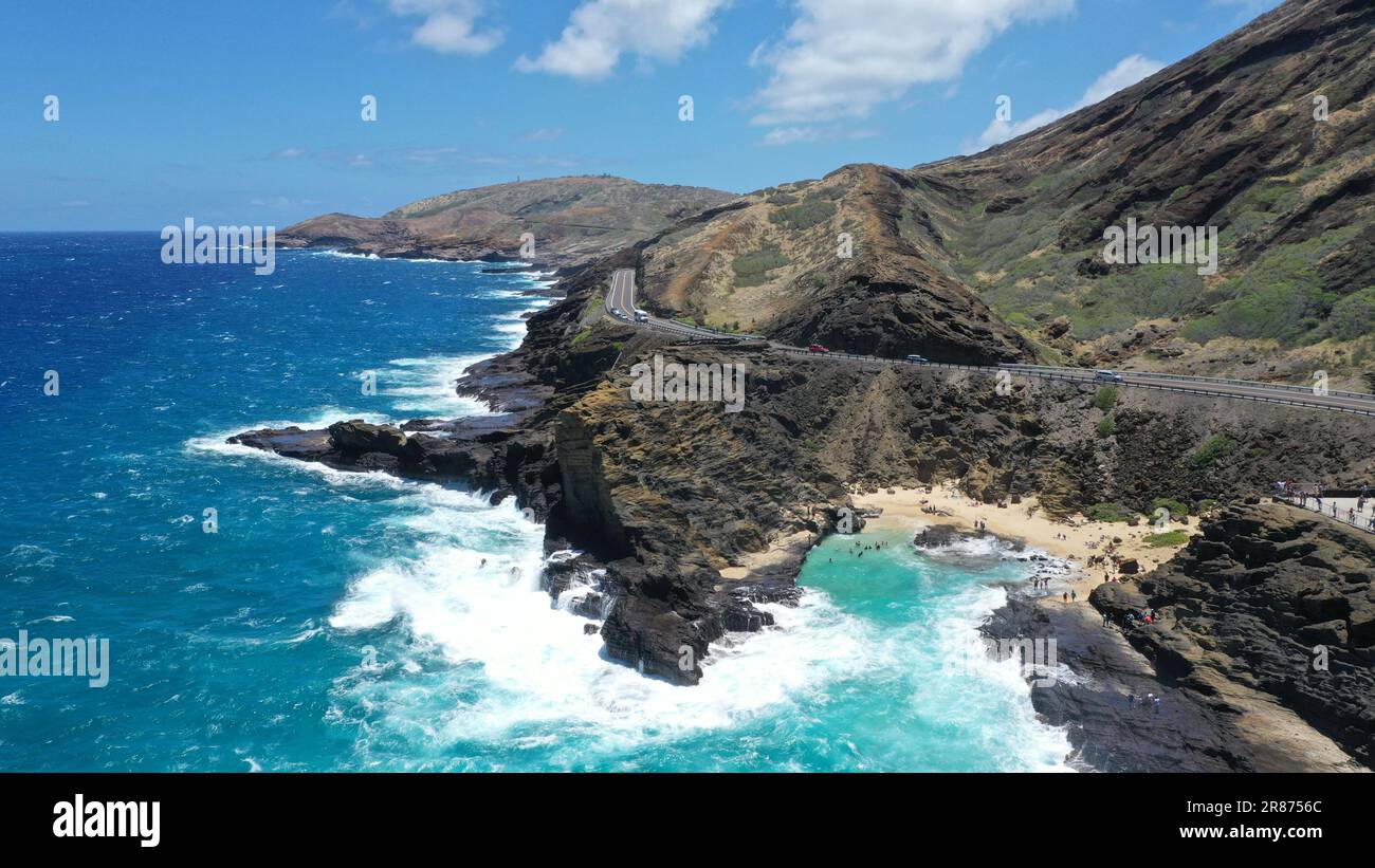 Beautiful aerial view of Halona Beach cove in Hawaii Stock Photo - Alamy