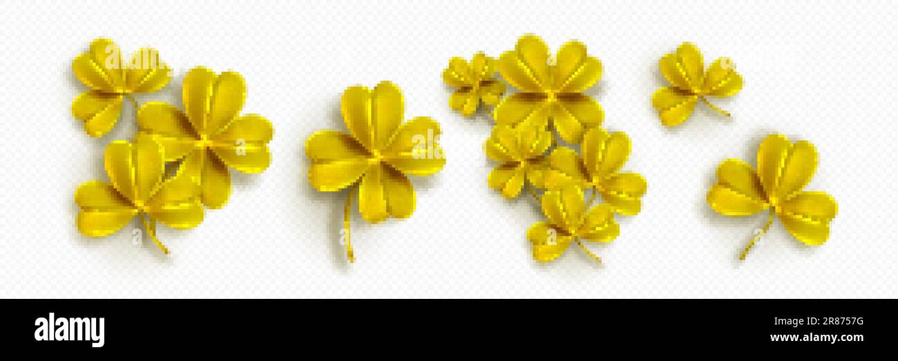 Gold clover with four leaves. Irish symbol of luck and St Patrick day ...