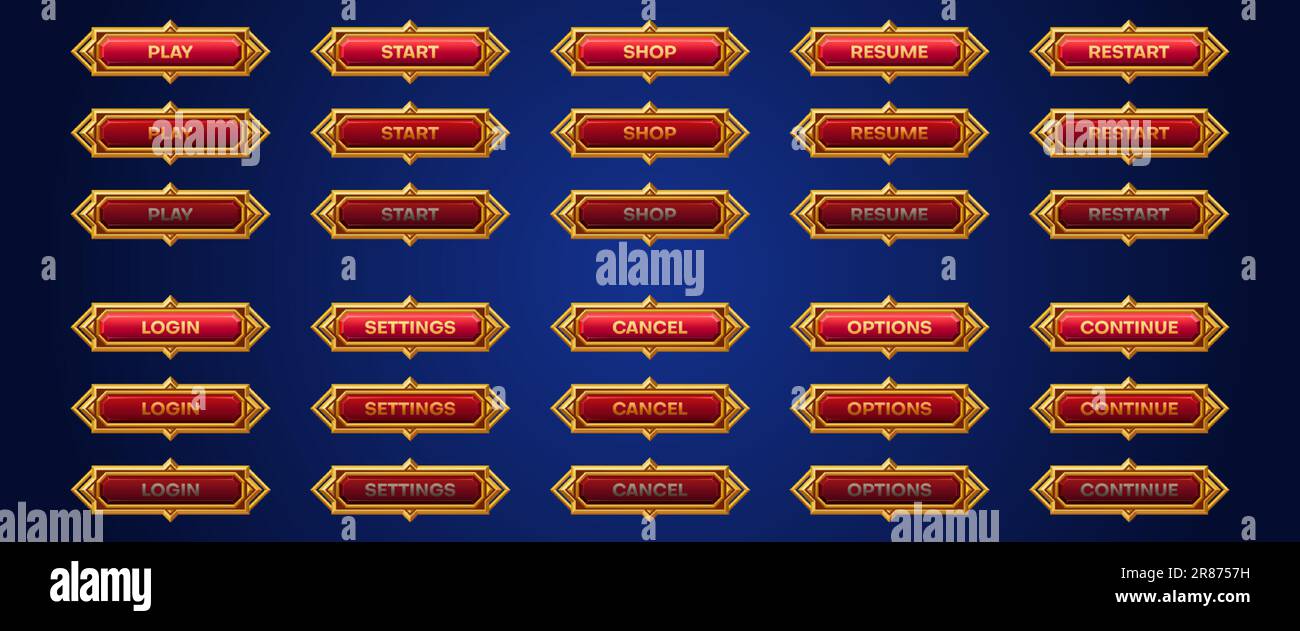 Cartoon set of medieval game buttons animation set. Vector illustration ...