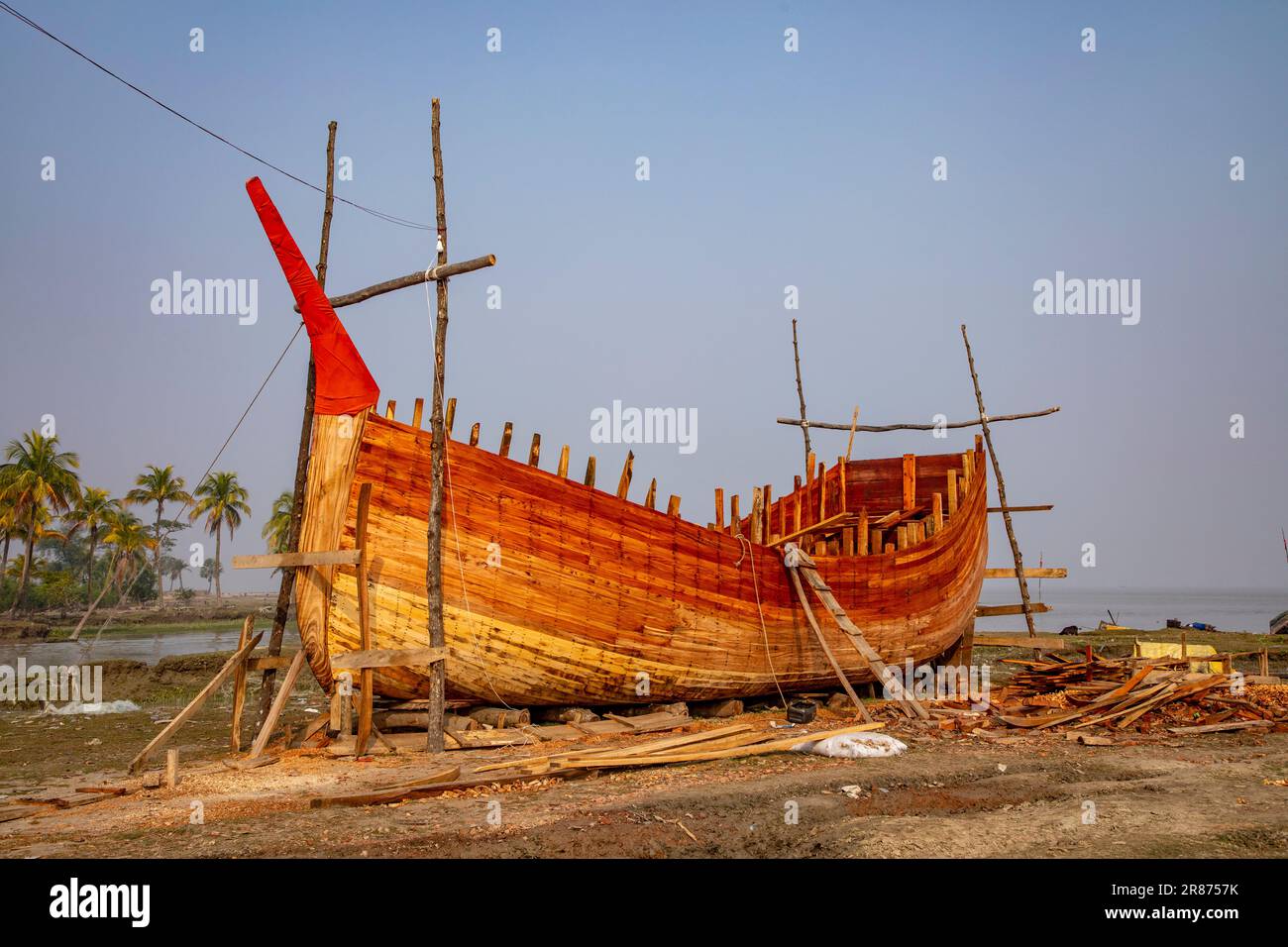 Fishing boats making at Char Fasson in Bhola. Bangladesh Stock Photo ...