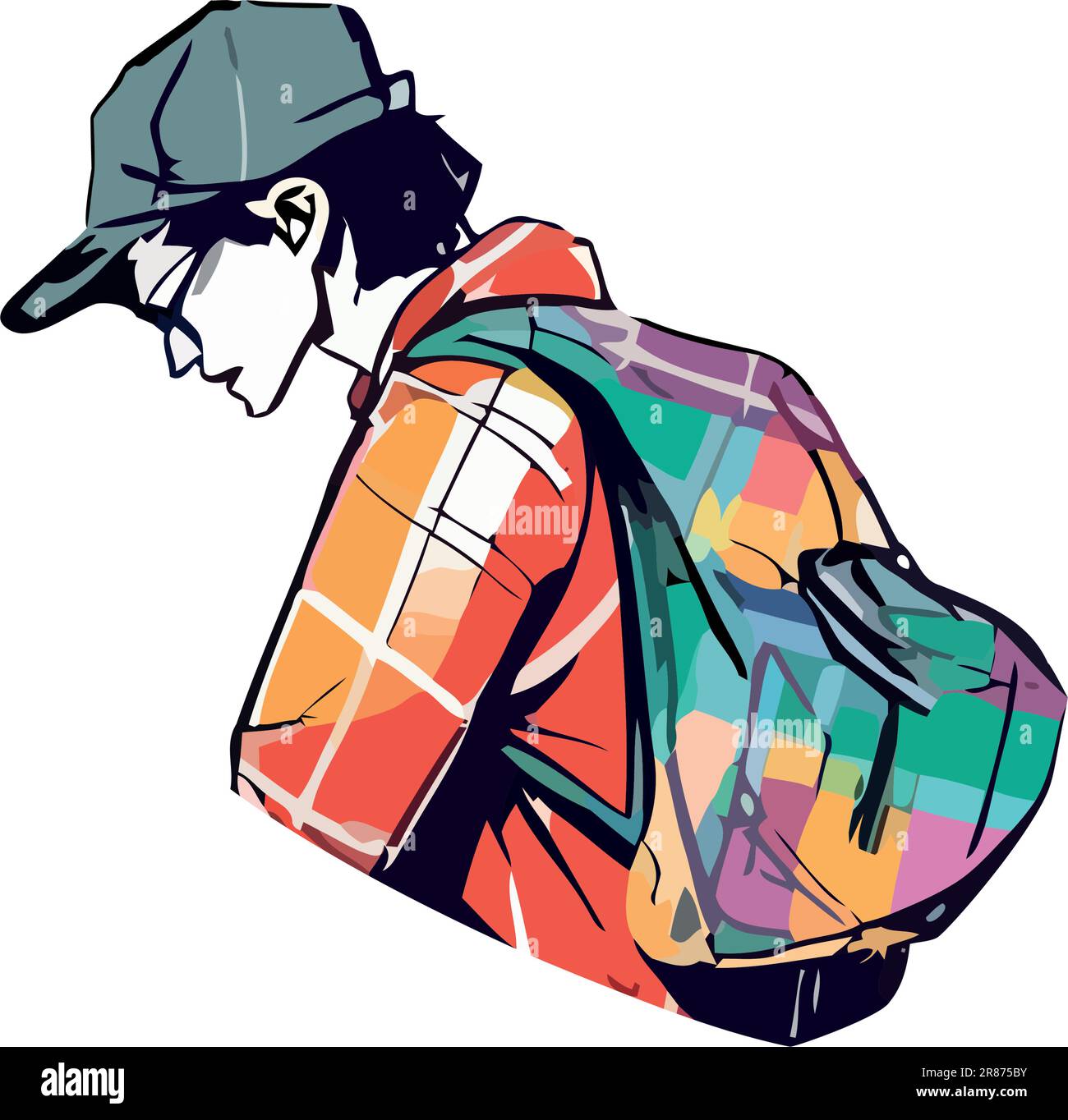 Boy in baseball cap hike with equipment Stock Vector Image & Art - Alamy