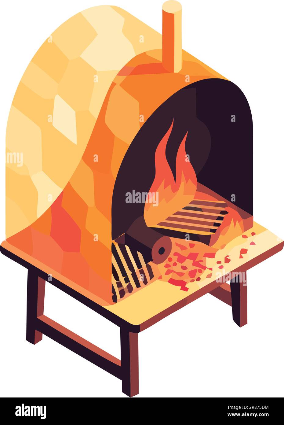 brick oven grilled meal Stock Vector Image & Art - Alamy