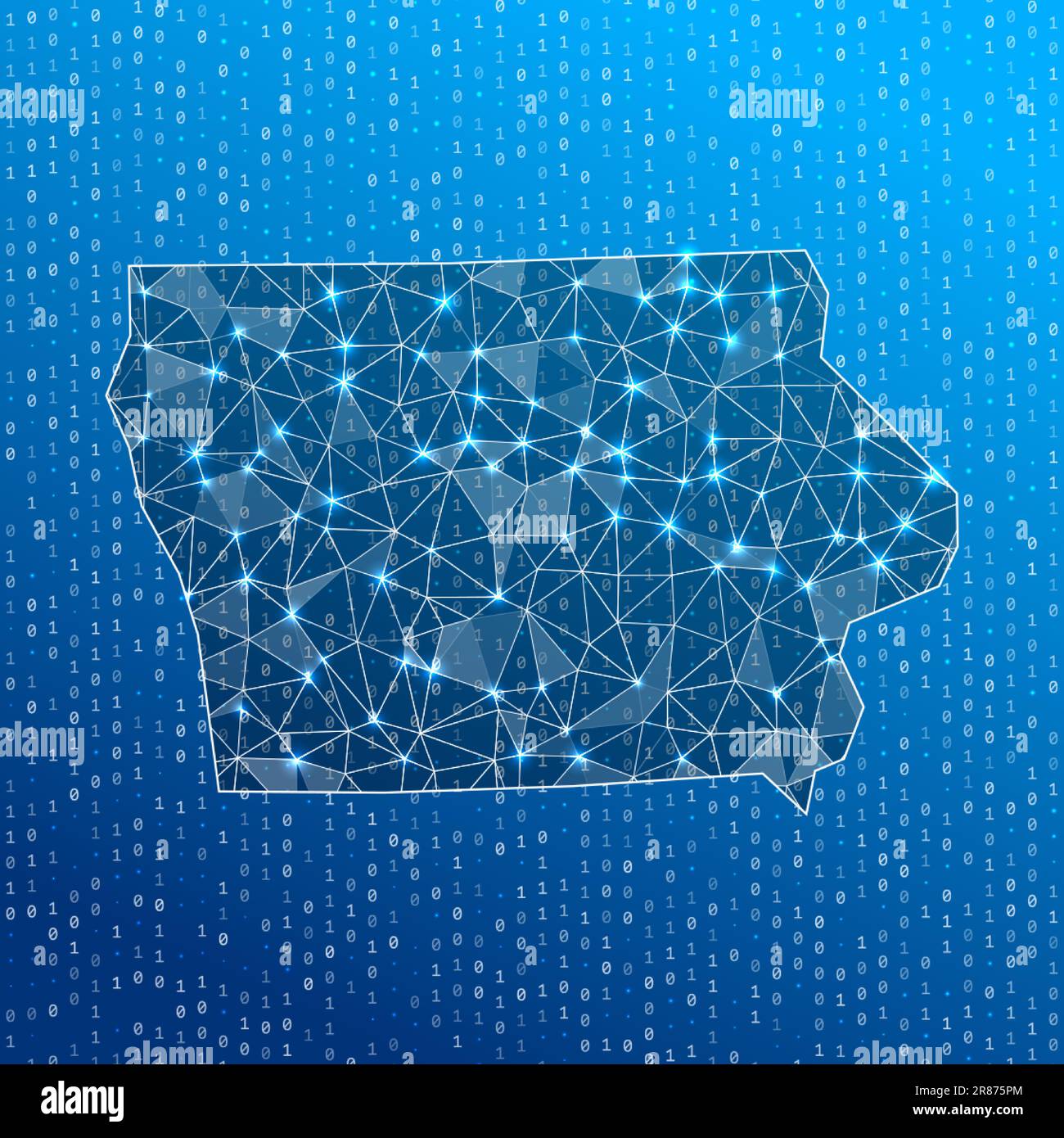 Network map of Iowa. US state digital connections map. Technology ...