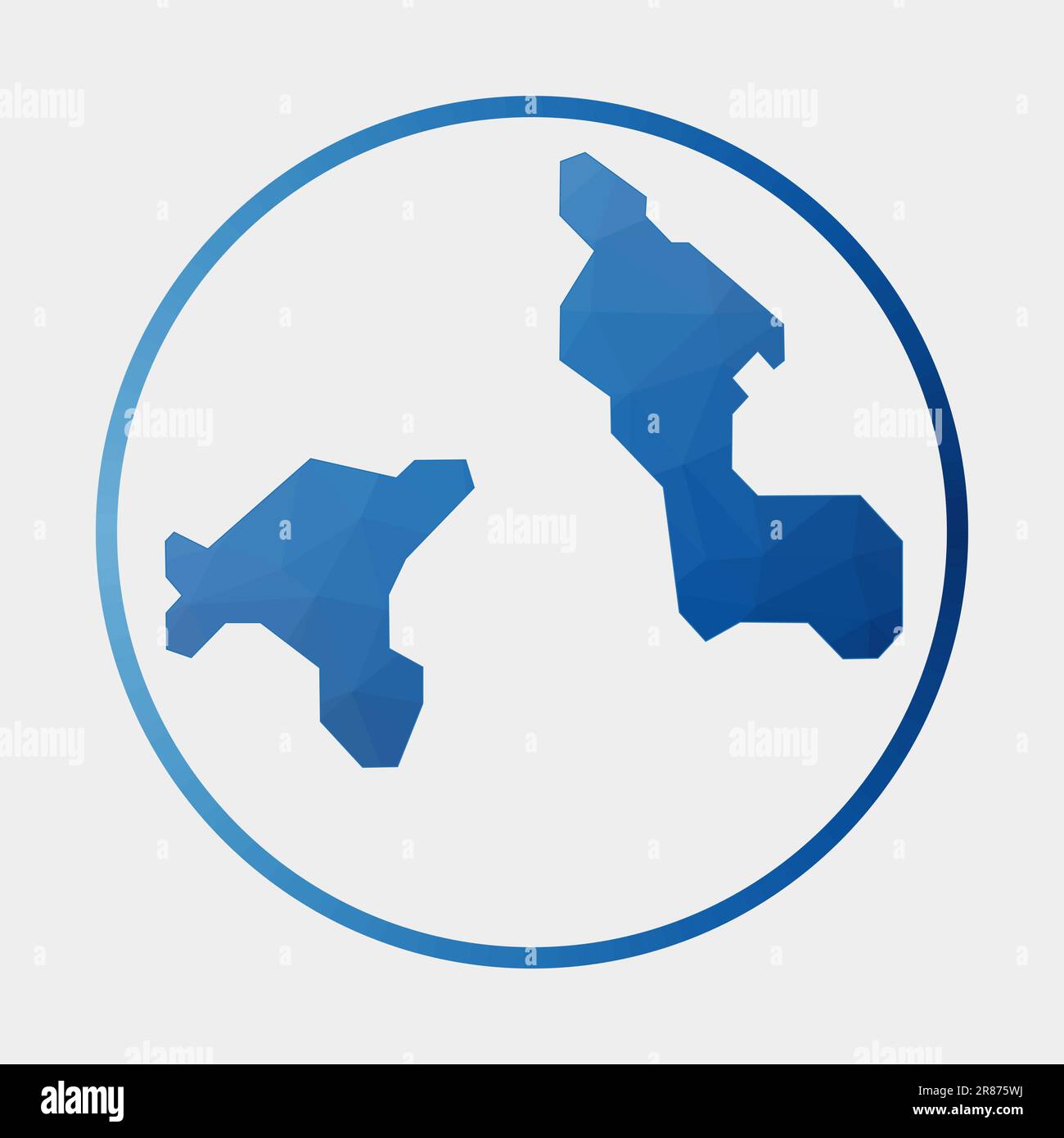 Cooper Island icon. Polygonal map in gradient ring. Round low poly ...