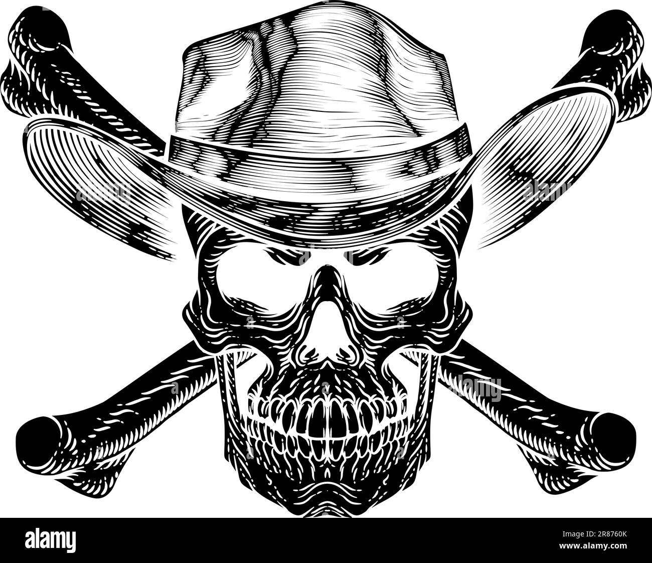 Cowboy Hat Western Skull Pirate Cross Bones Stock Vector Image & Art ...