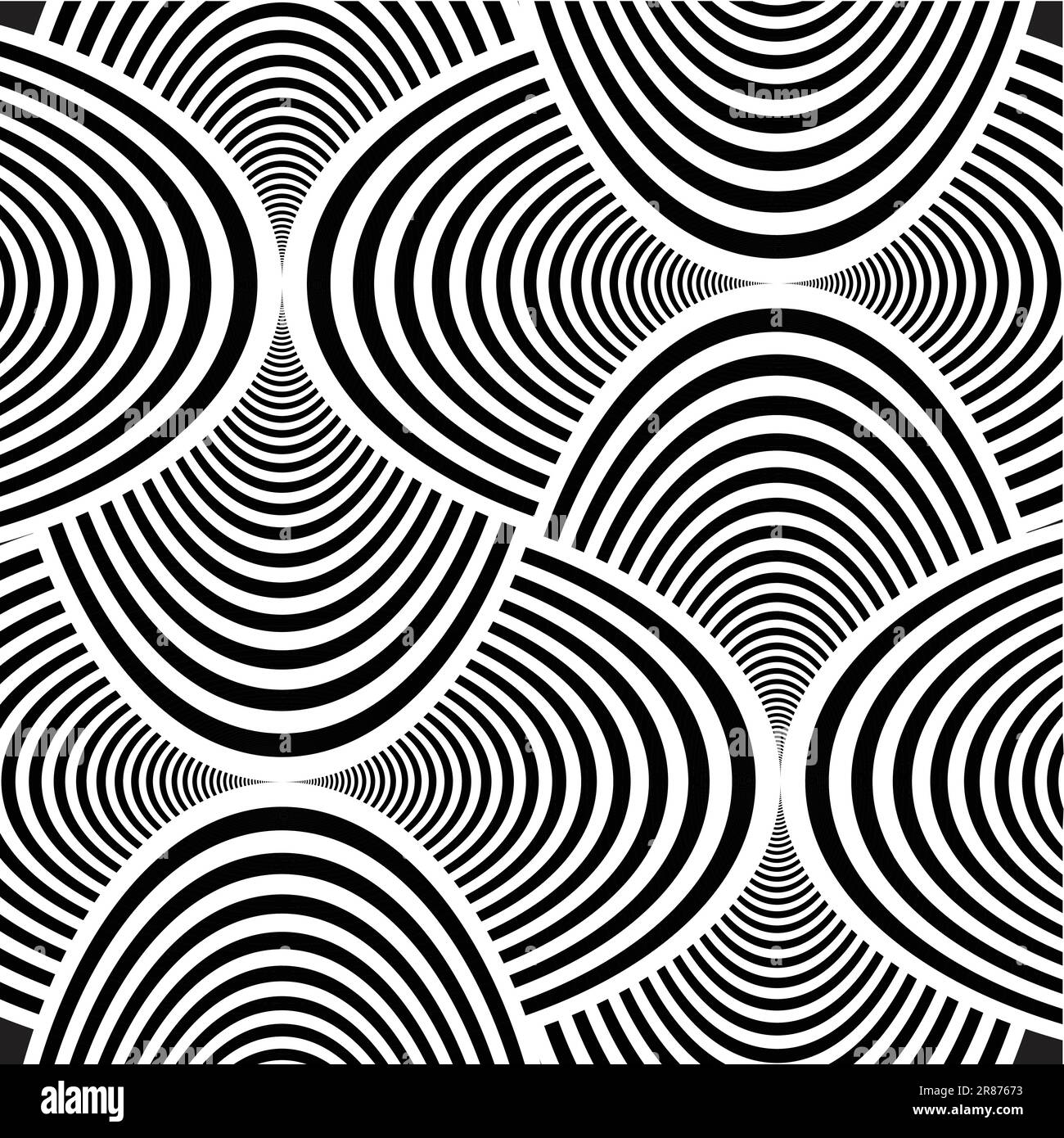 Abstract pattern background with black and white wavy lines and curves ...