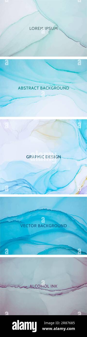 Alcohol ink modern abstract painting. Set of vertical backgrounds ...