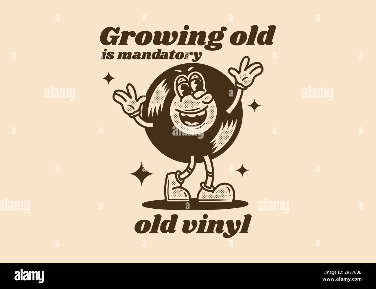 Vintage mascot character design of vinyl disk with happy expression ...