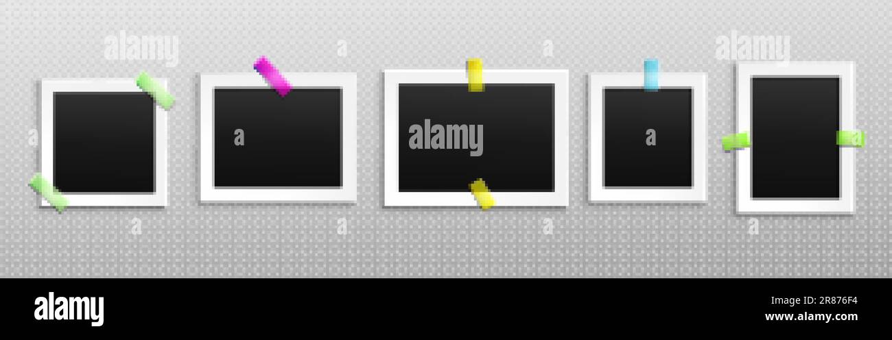 Photo frame collage with tape vector mockup. Album foto template ...