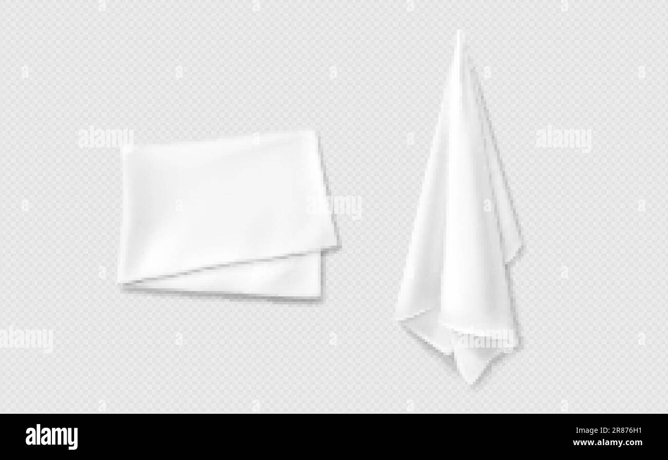 3d white mockup of kitchen towel vector design. Realistic fabric clean ...