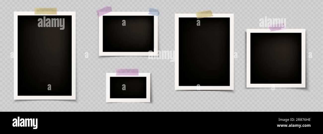 Photo frame collage template vector album mockup on transparent ...