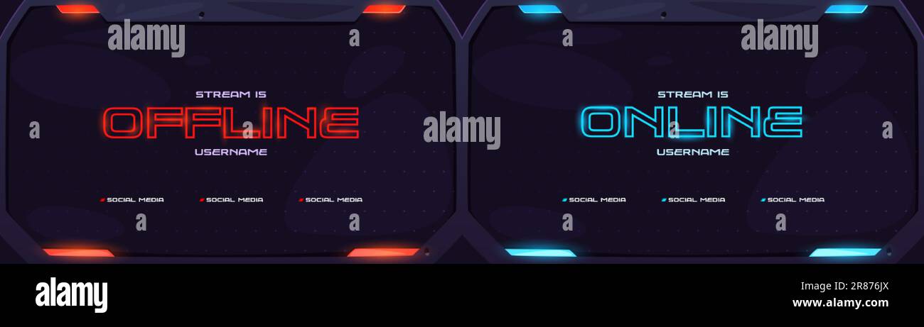 Live and offline banner set stream template design. Game broadcast ...