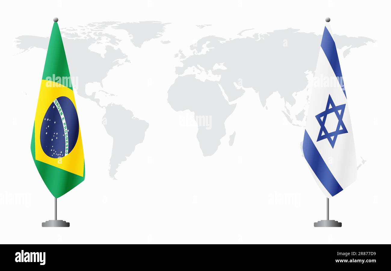 Brazil and Israel flags for official meeting against background of ...