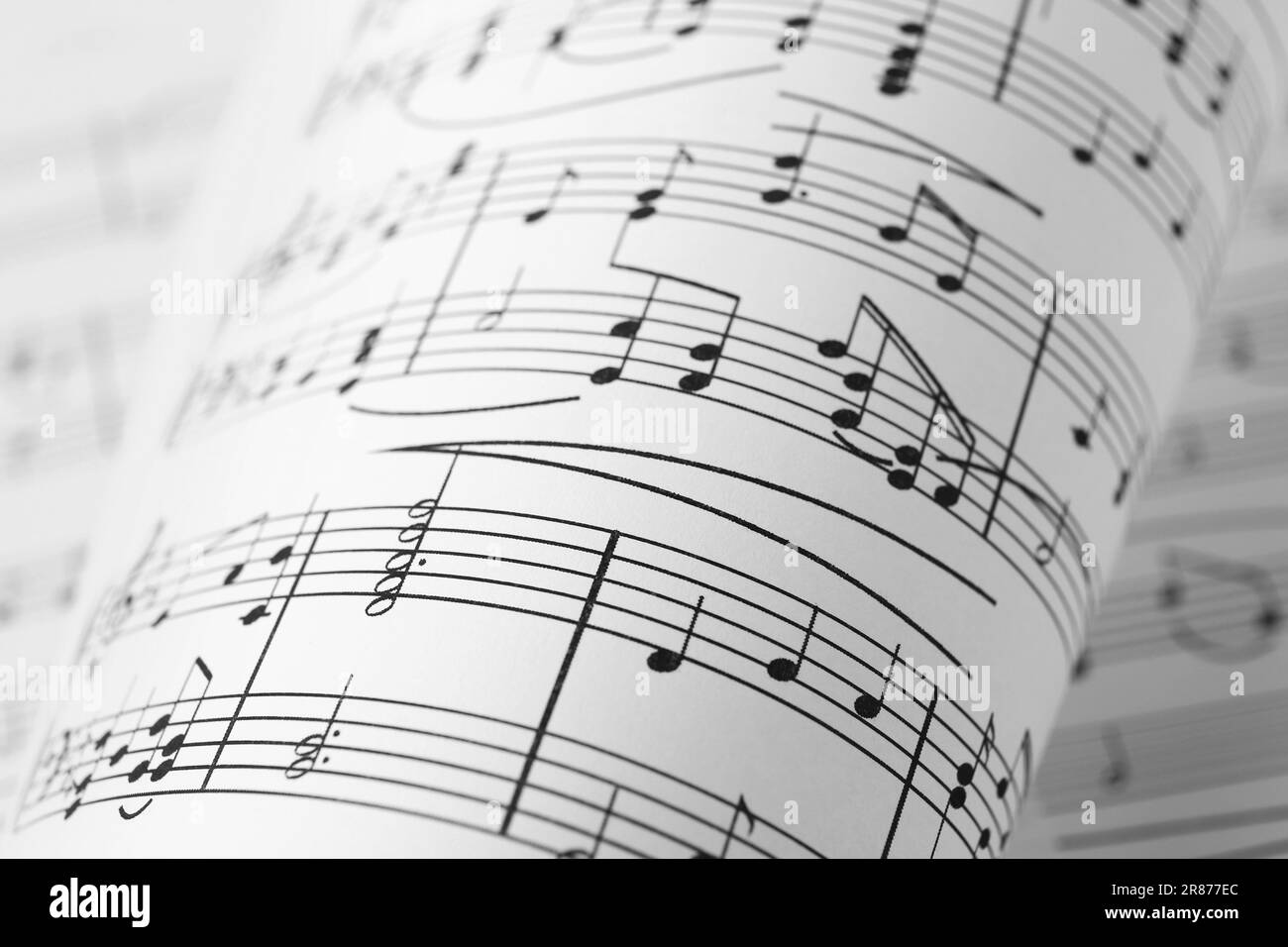 Sheets of paper with music notes as background, closeup view Stock ...