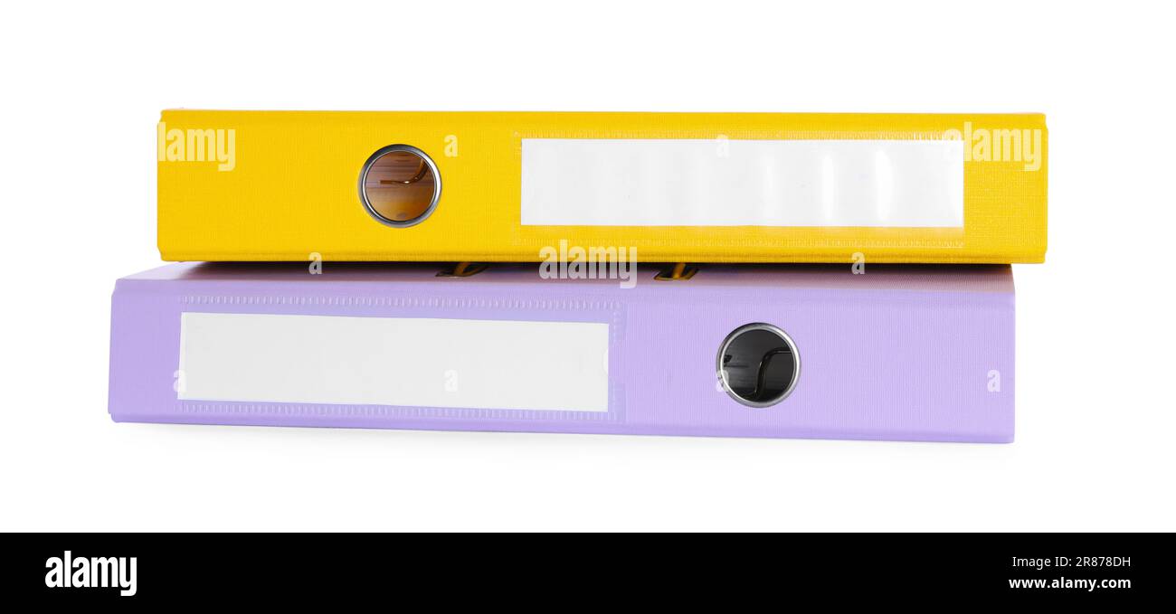 Two bright office folders isolated on white Stock Photo - Alamy