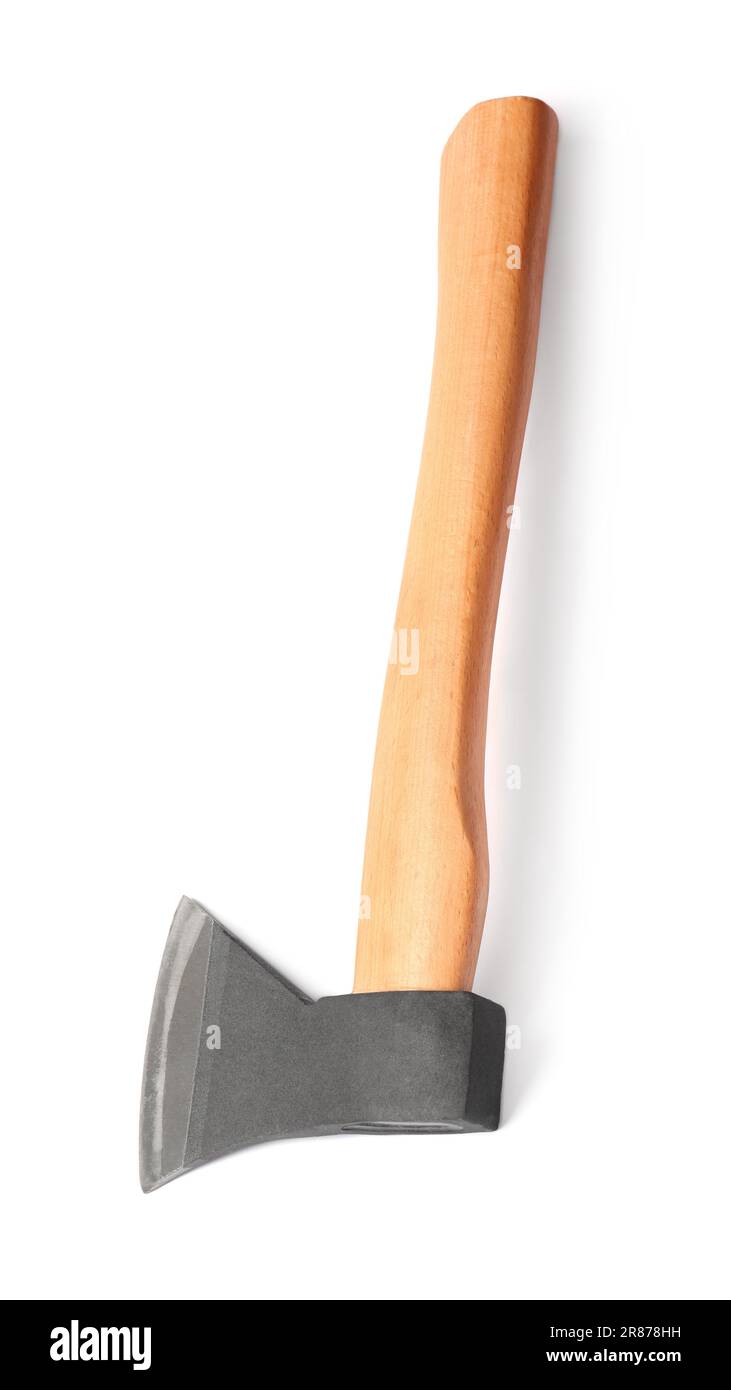 Metal ax with wooden handle isolated on white Stock Photo - Alamy