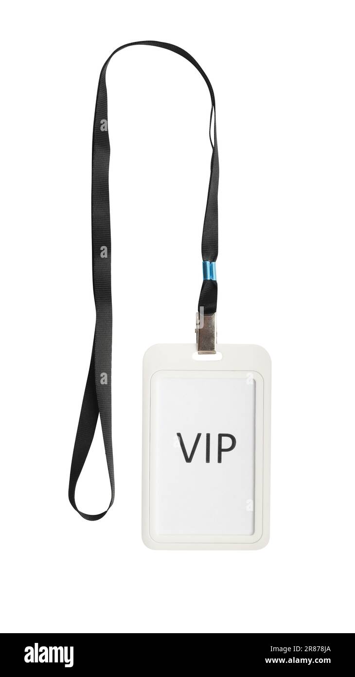 Vip badge isolated on white, top view Stock Photo - Alamy
