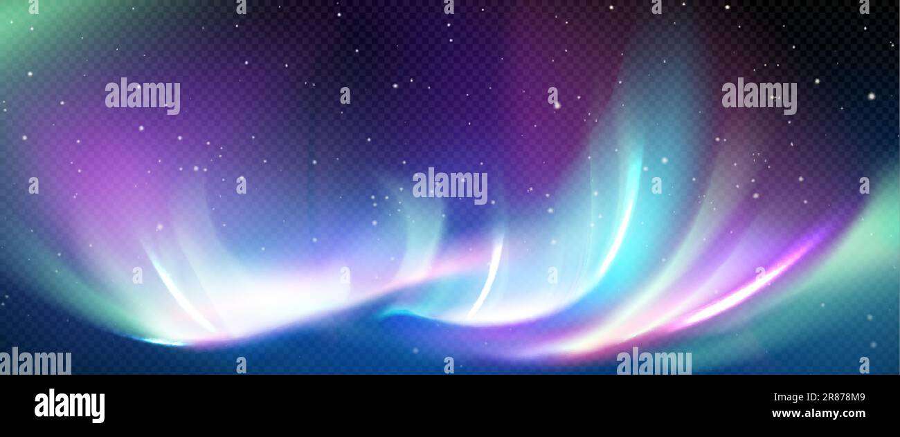 Northern aurora light in polar sky at night vector. Abstract realistic ...