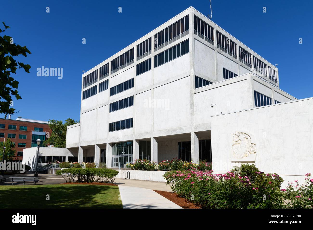 Salem, OR, USA - June 11, 2023; Facade of Marion County Courthouse in ...