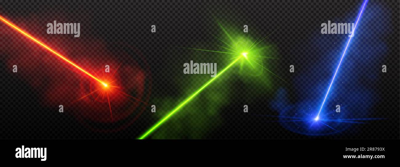 Realistic set of laser lights isolated on transparent background ...