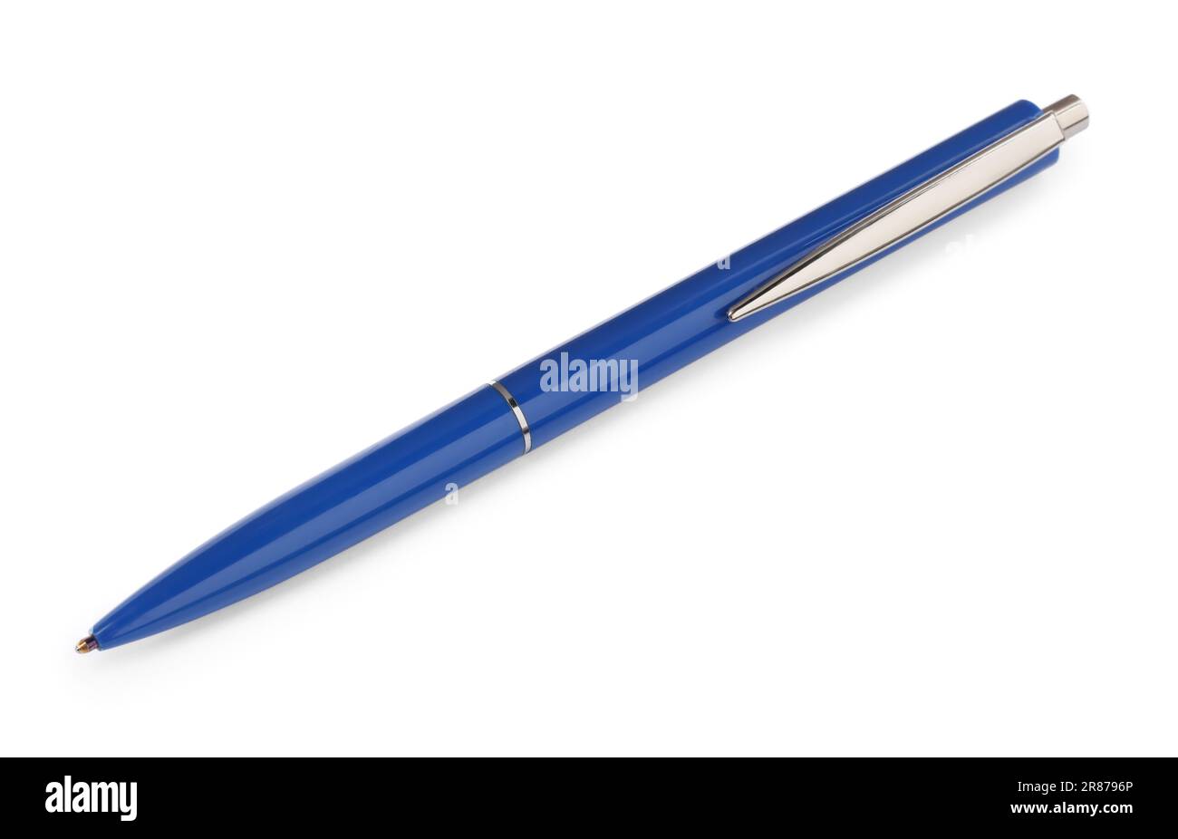 New stylish blue pen isolated on white Stock Photo - Alamy