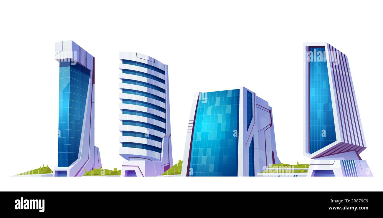 Future city street building vector illustration. Cityscape architecture ...