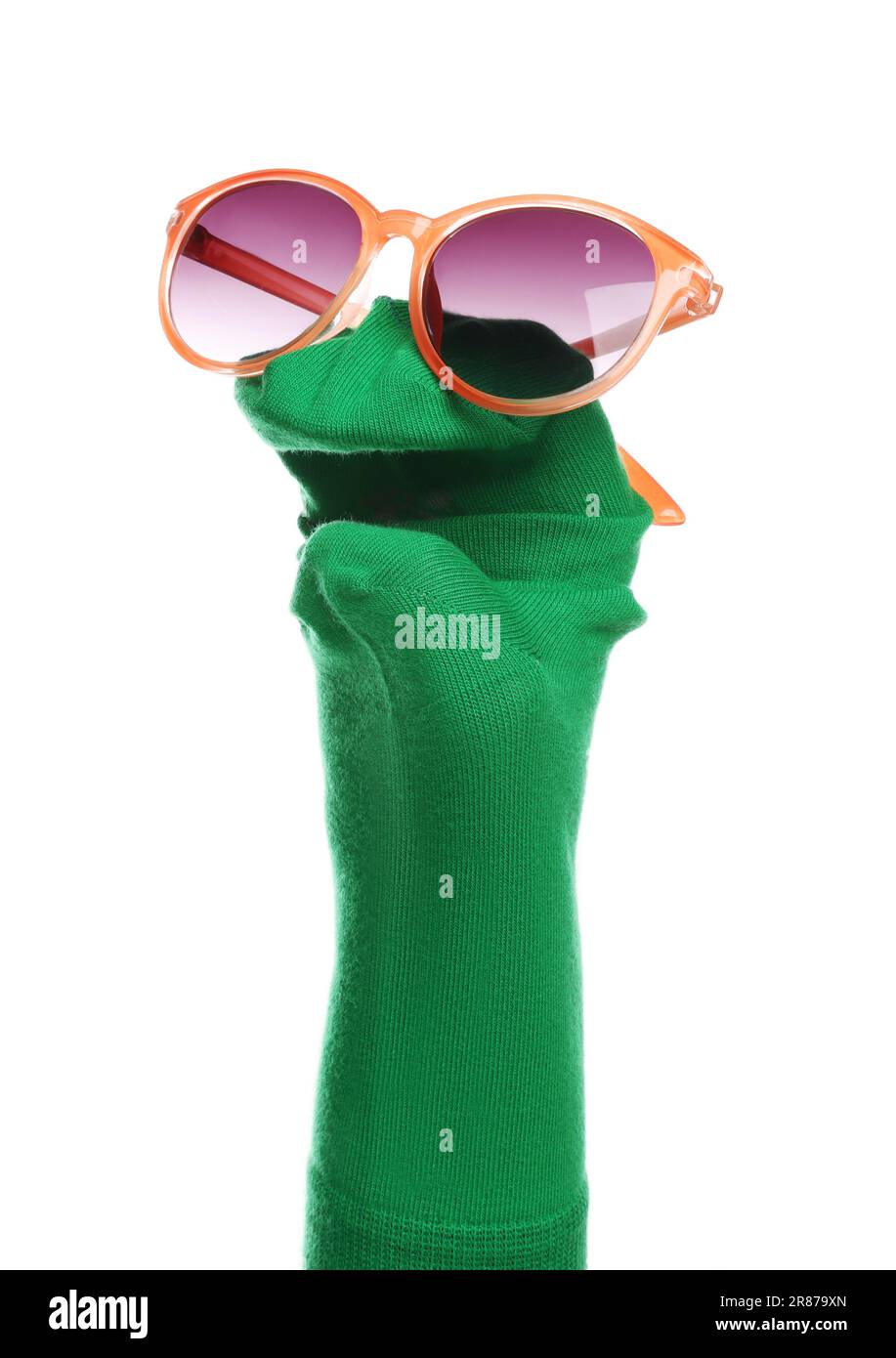 Funny sock puppet with sunglasses isolated on white Stock Photo - Alamy