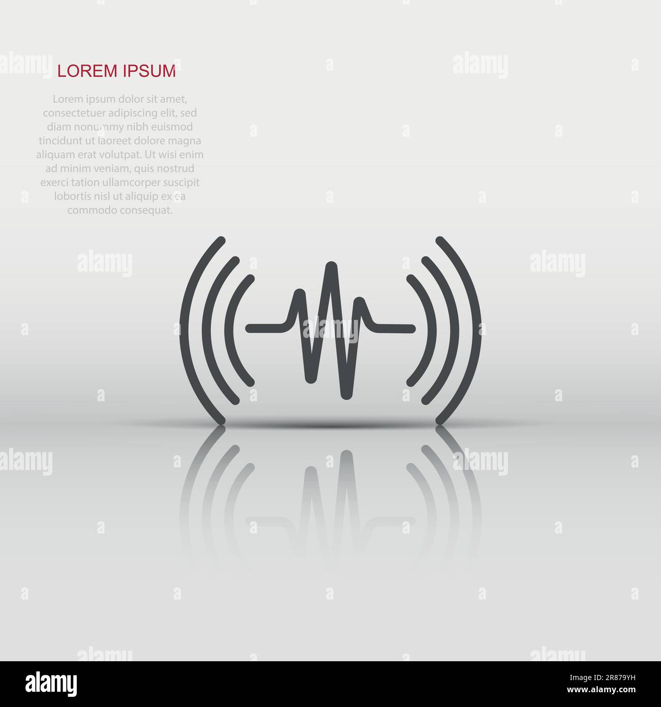 Sound wave icon in flat style. Heart beat vector illustration on white ...