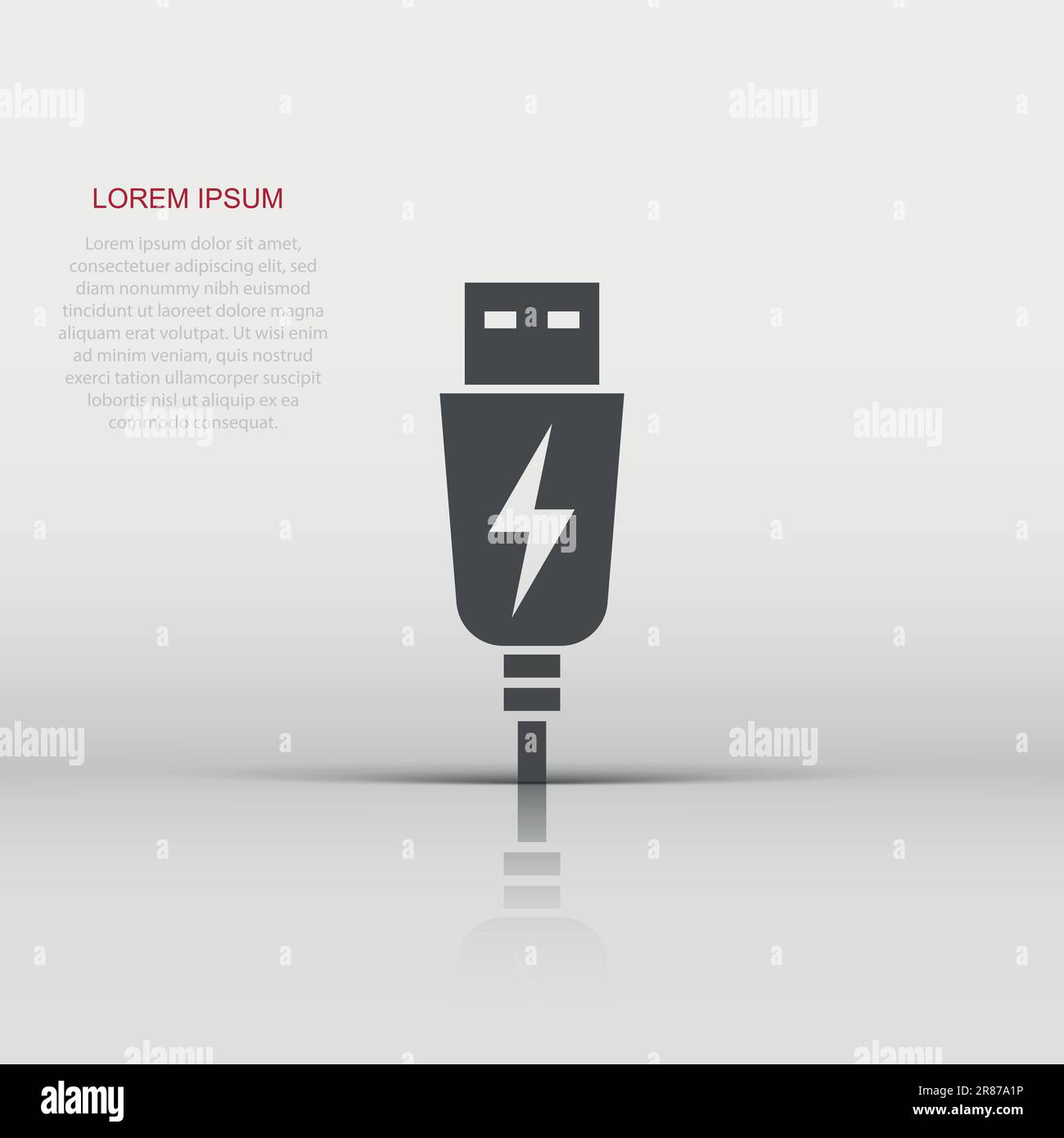 Usb cable icon in flat style. Electric charger vector illustration on ...