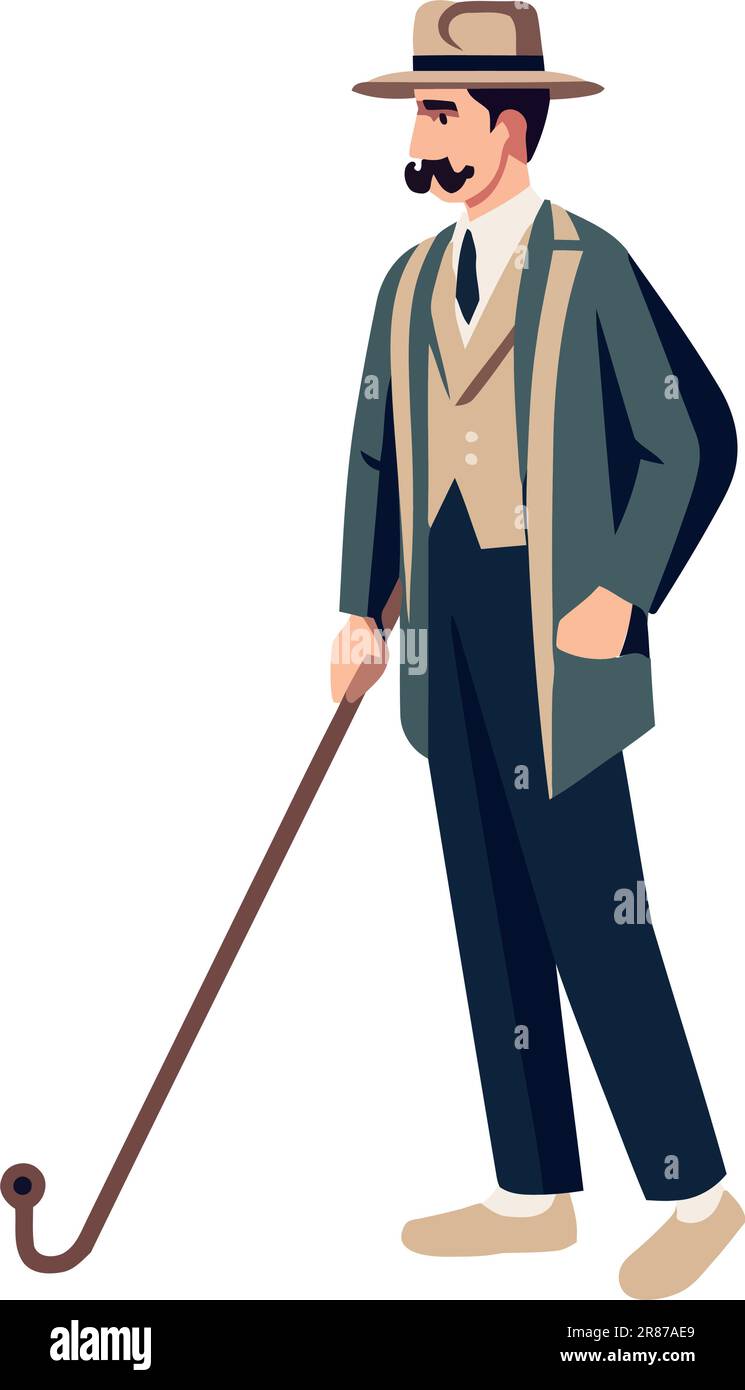 One successful man walking with walk stick Stock Vector Image & Art - Alamy