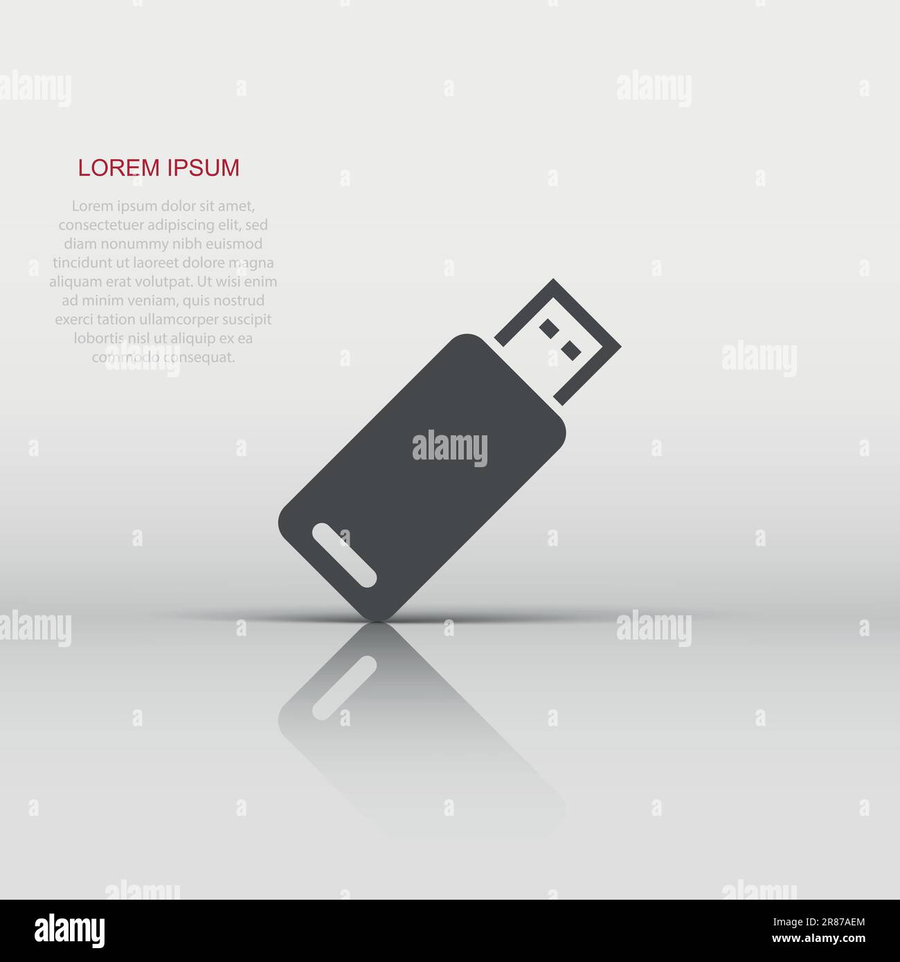 Usb drive icon in flat style. Flash disk vector illustration on white ...