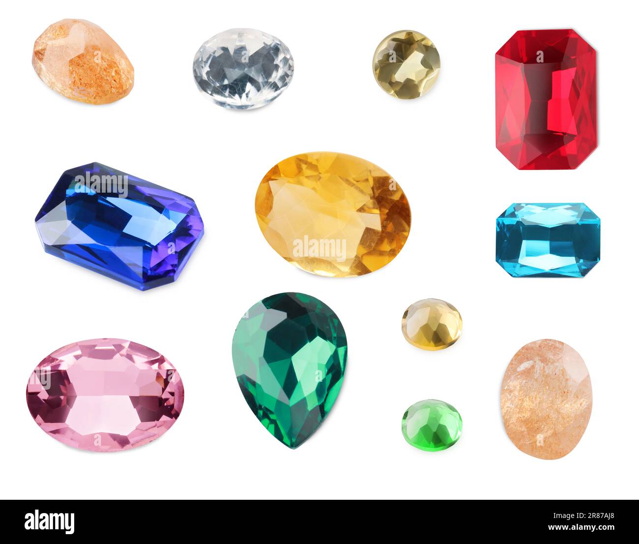 Set of beautiful gemstones on white background Stock Photo - Alamy